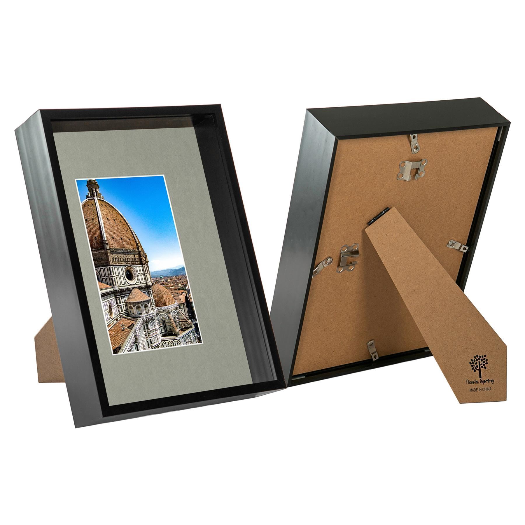 Nicola Spring A4 (8 x 12") Deep Photo Frames - Black/Grey Mount - 3D ...