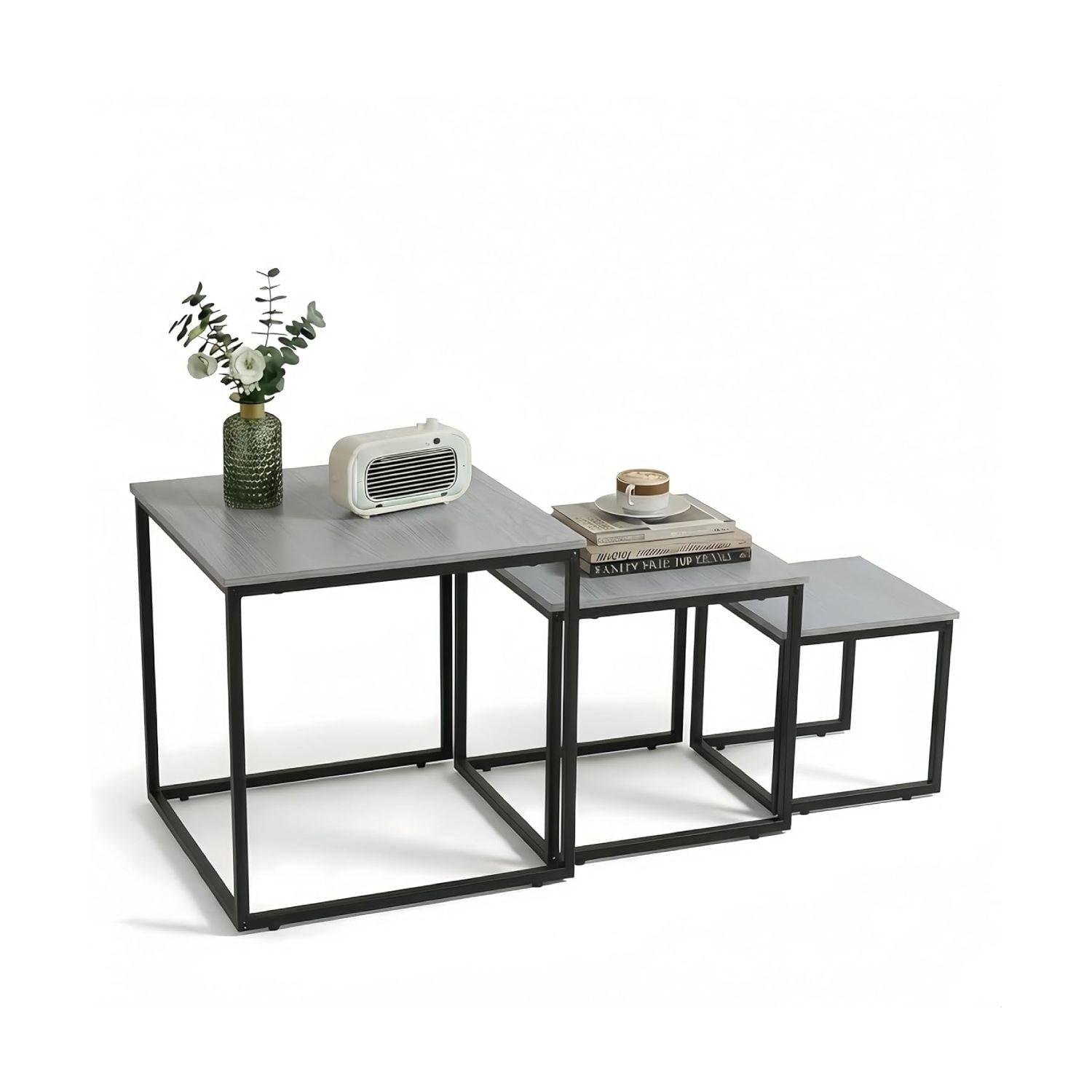 Alivio Space-Saving Nesting Coffee Table Set for Home & Office (3 Pc ...