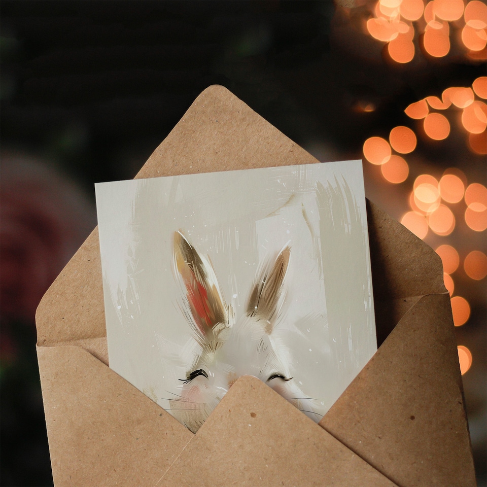 Greeting Card Cute Smiling Bunny Rabbit Happy Baby Animal Birthday ...