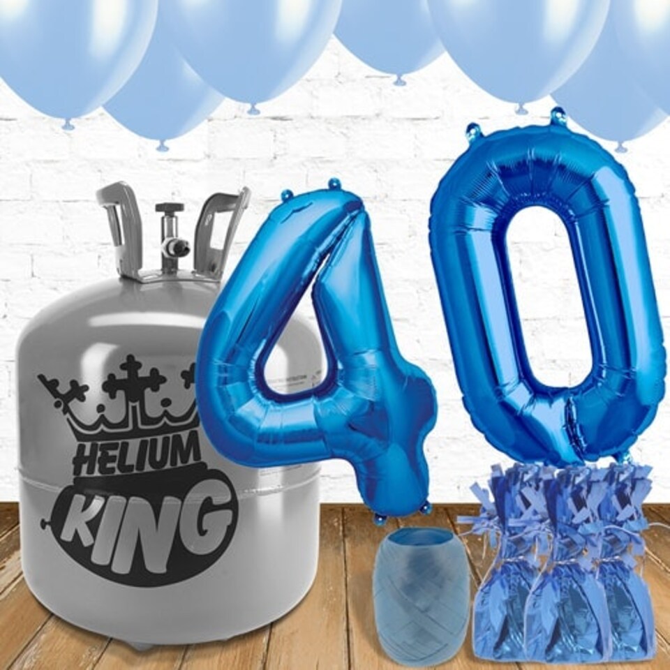 40th Birthday Helium Gas Package with Blue Balloons - Tesco Groceries