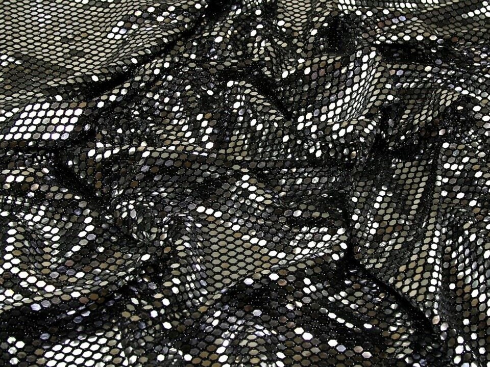 Minerva Core Range Silver Sequin Stretch Knit Fabric for Dressmaking ...