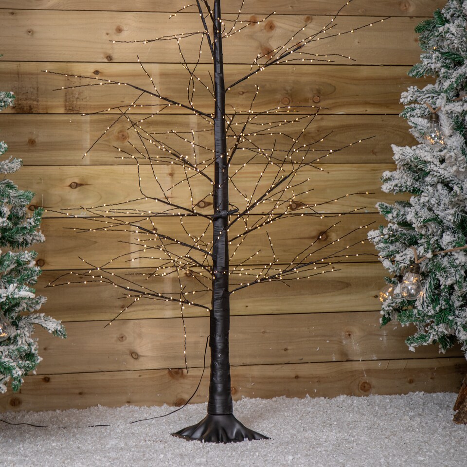 5ft (1.5m) Tall Light up Black Micro Dot Christmas Tree with 800 Warm ...