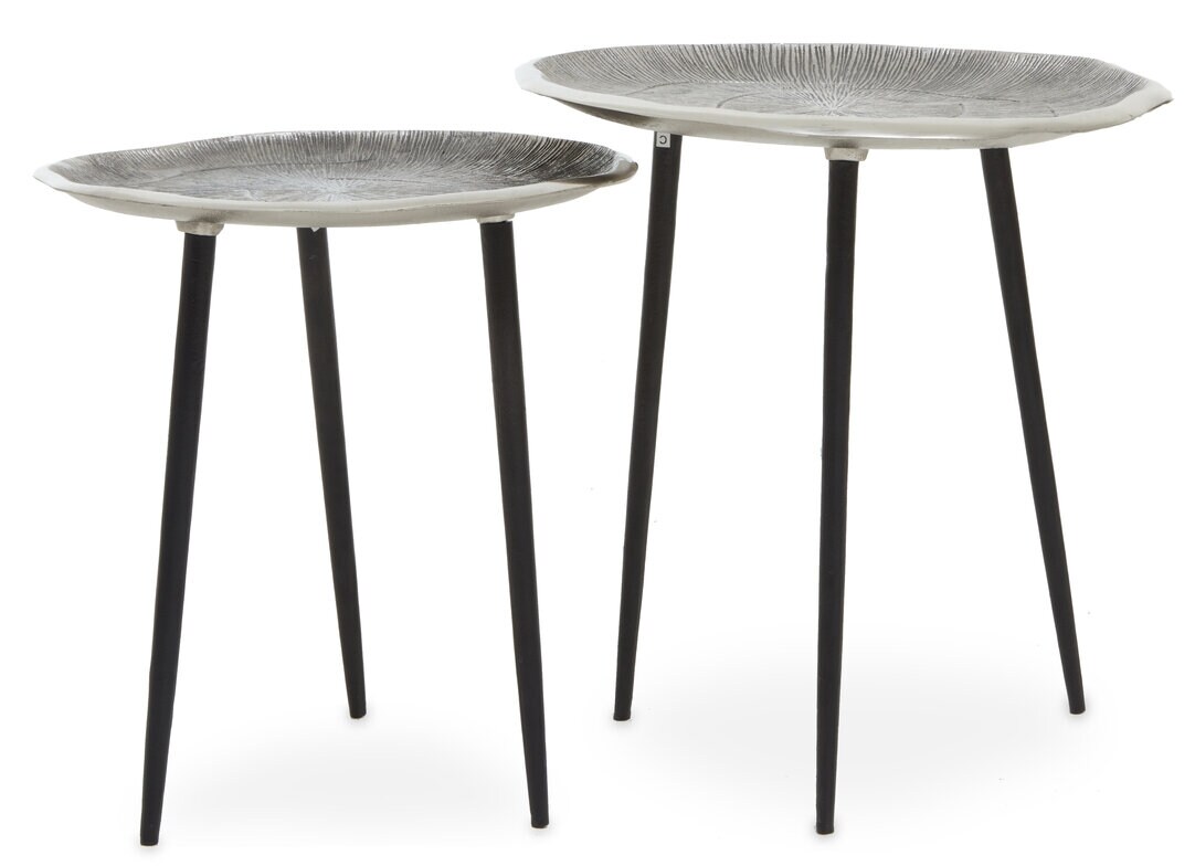 Silva Set Of Two Oak Effect Silver Top Side Tables - Tesco Groceries