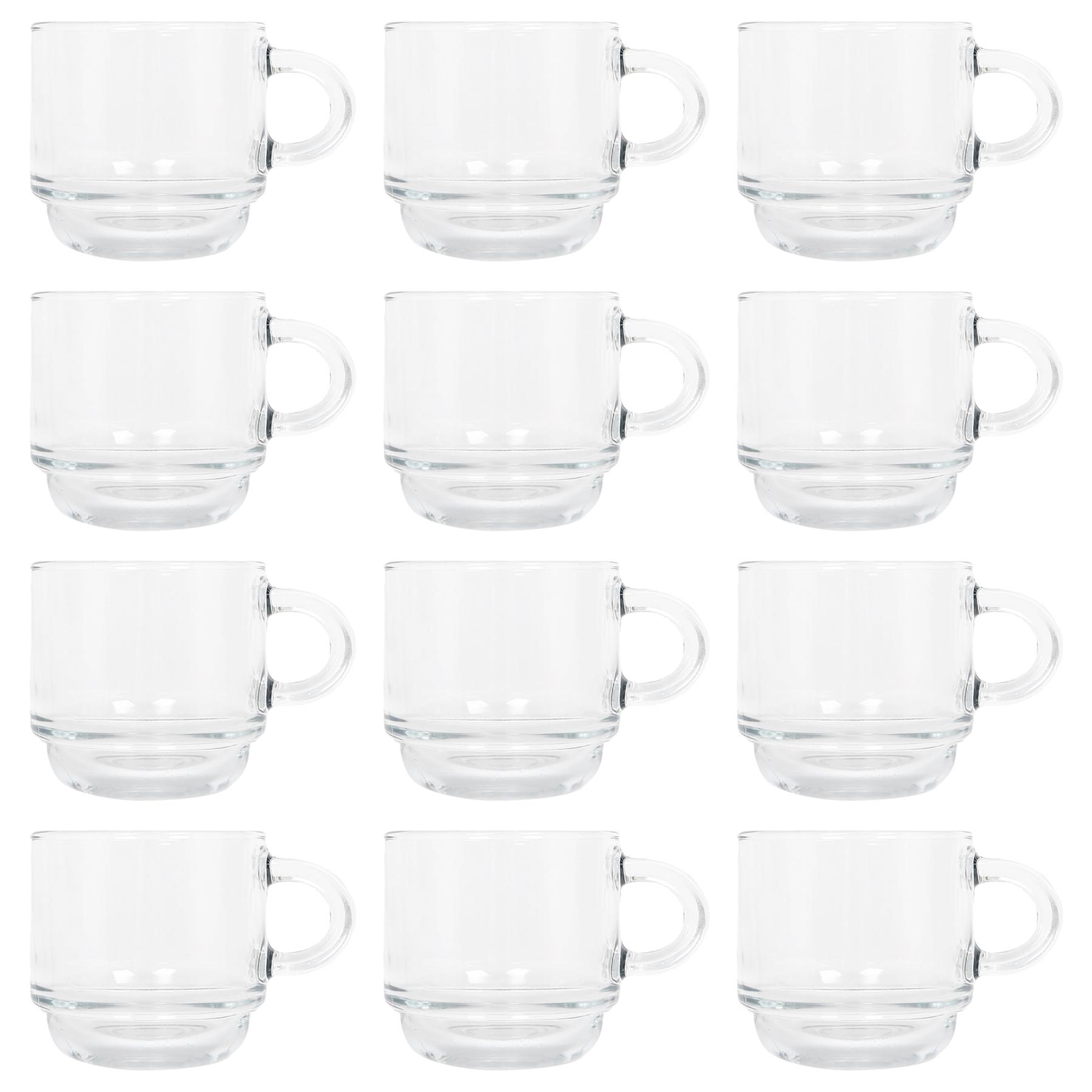 LAV Cozy Stacking Glass Espresso Cups - 90ml - Pack of 12 | Clear ...
