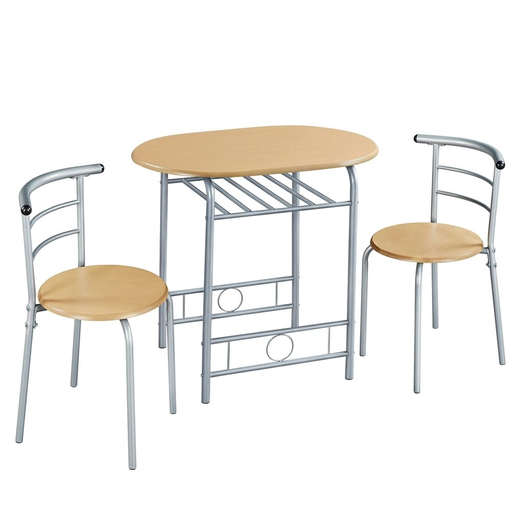 Yaheetech Modern Round Dining Table Set for 2 with Steel Legs - Tesco ...