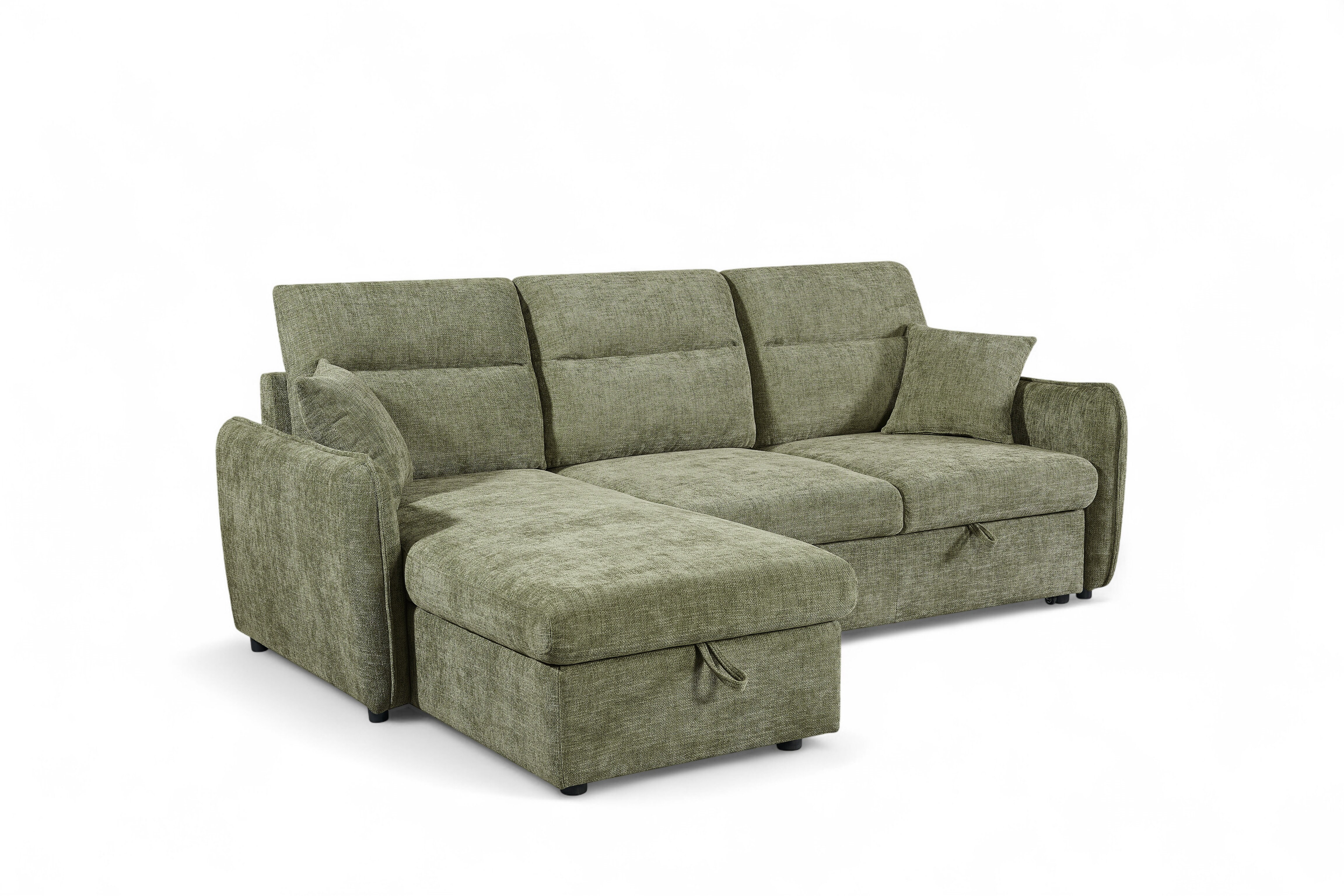 Green Chenille Fabric 1C2 Corner Sofabed with Storage ARCHIE - Tesco ...